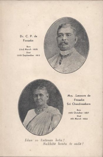 Dr. C. P. de Fonseka. – De Fonseka